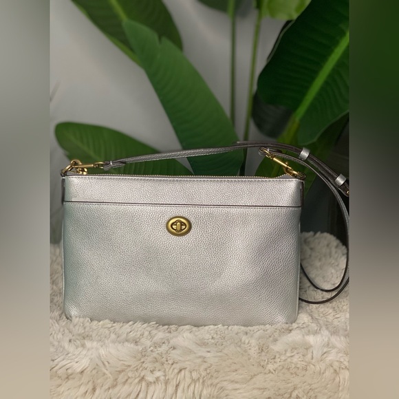 Coach | Bags | Coach Metallic Silver Crossbody Bag | Poshmark